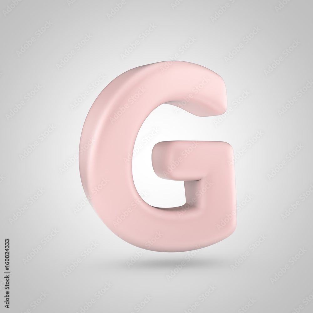 Millennium Pink color letter G uppercase isolated on white background ...