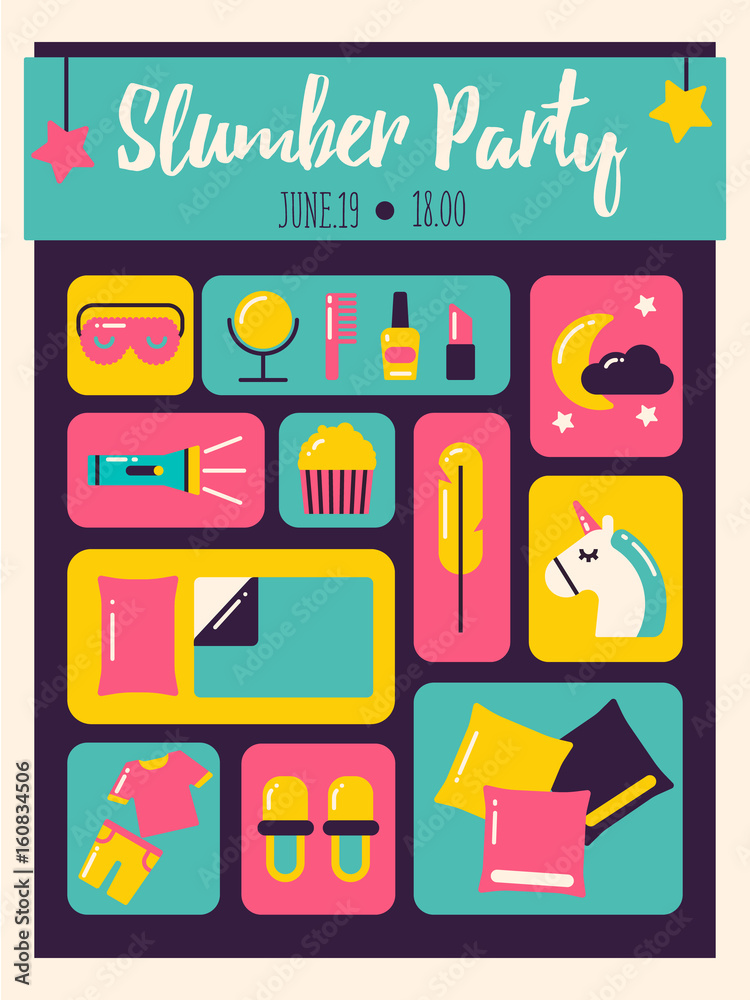 Slumber Party Invitation Stock Vector | Adobe Stock
