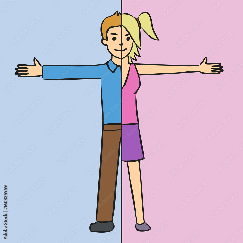 vector cartoon opposite gender Stock Vector | Adobe Stock