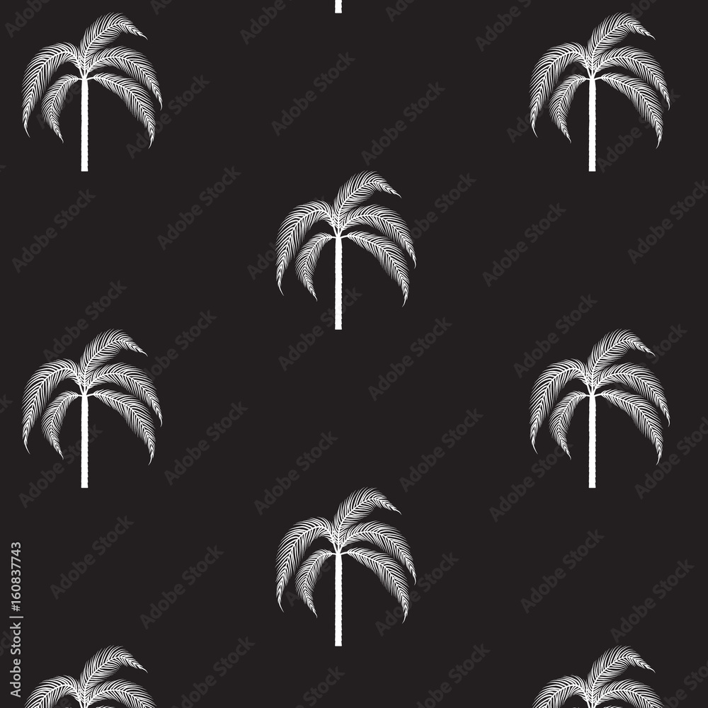 drawing palm trees on a black background Stock Illustration | Adobe Stock