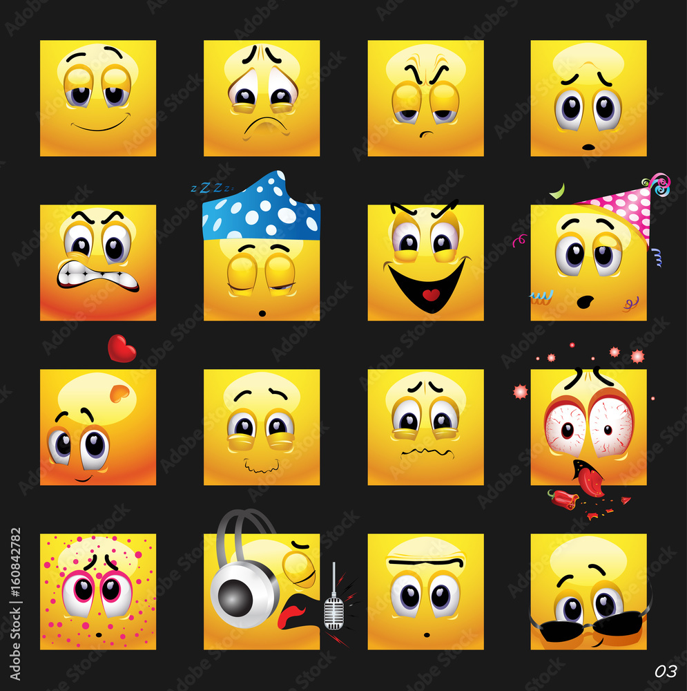 Vector set of face icons. Vector set of face icons with different face ...