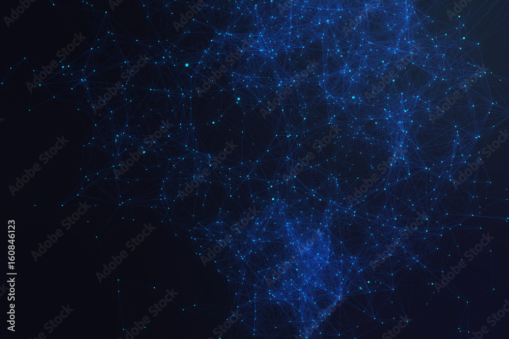 Technological connection futuristic shape, blue dot network, abstract ...