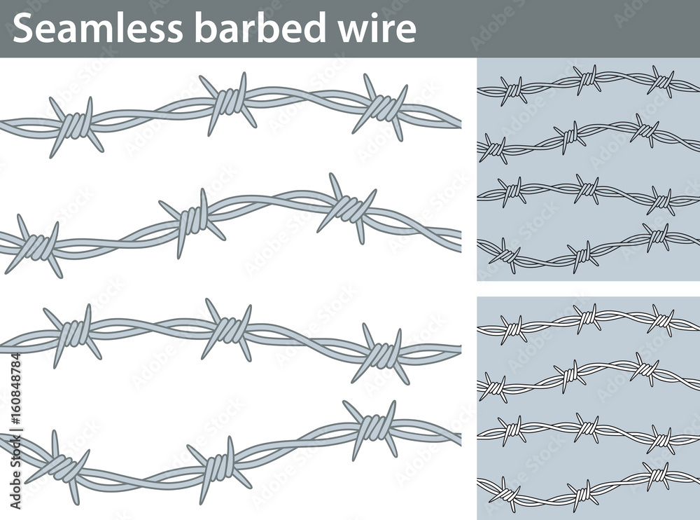 Seamless barbed wire. Three different versions of a seamless pattern ...