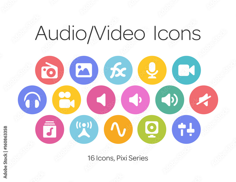 Audio/Video Icons, Pixi Series Stock Vector | Adobe Stock