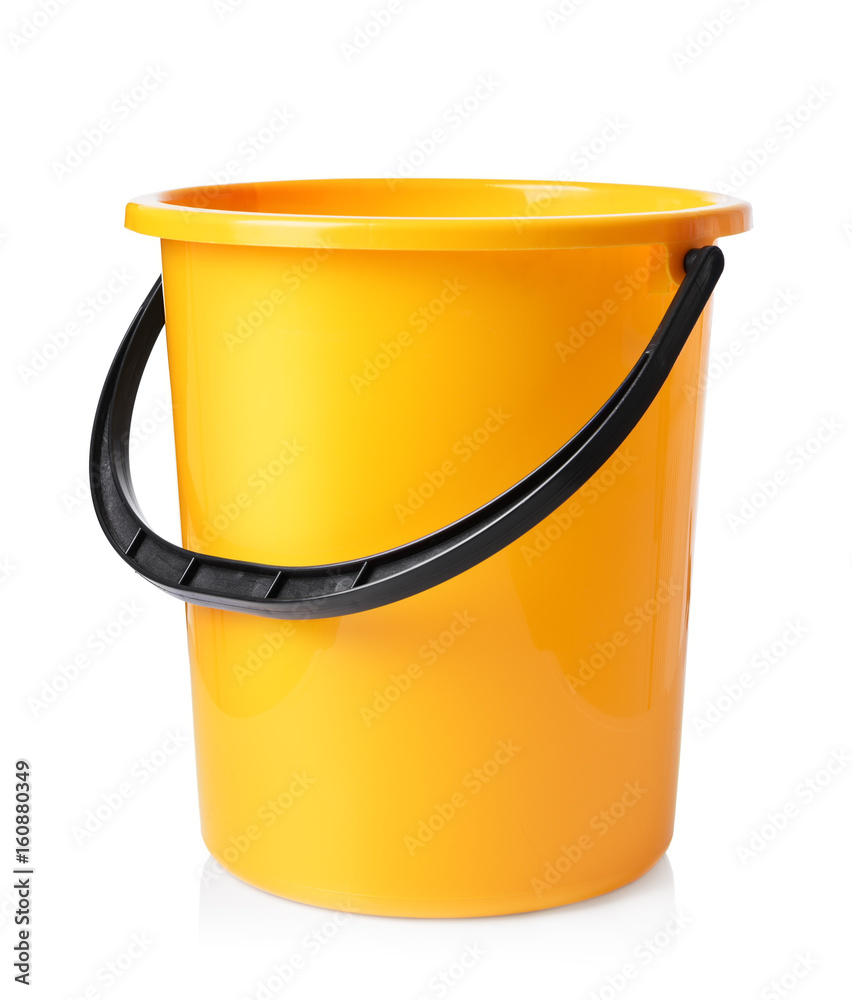 Yellow bucket isolated on white background Stock Photo | Adobe Stock