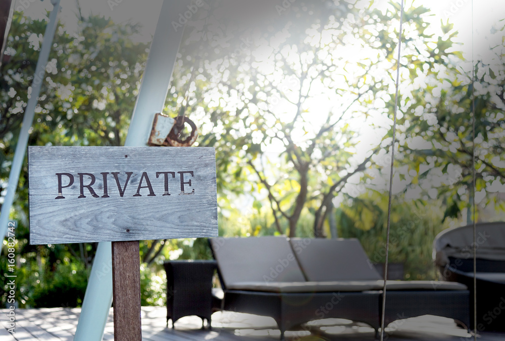 Sign in the park walking way private zone Stock Photo | Adobe Stock