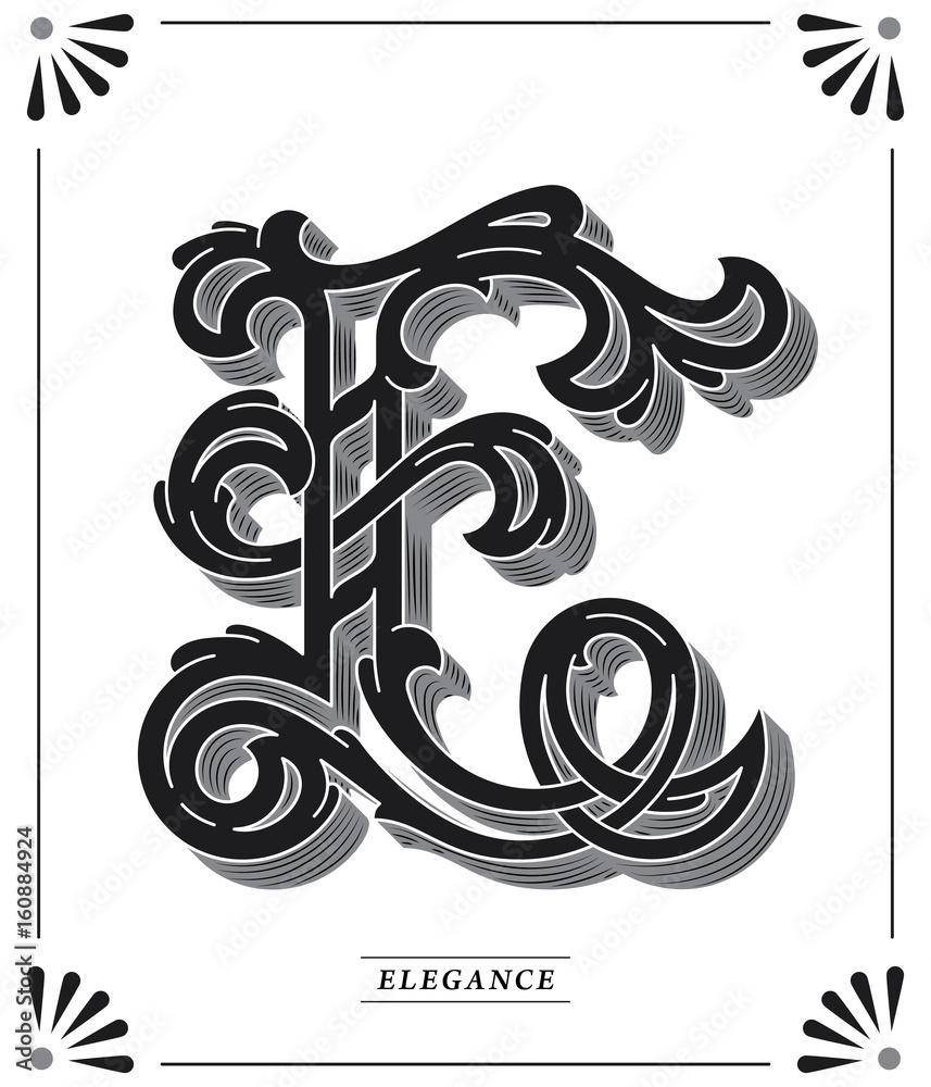Letter E Black on White background Stock Vector | Adobe Stock