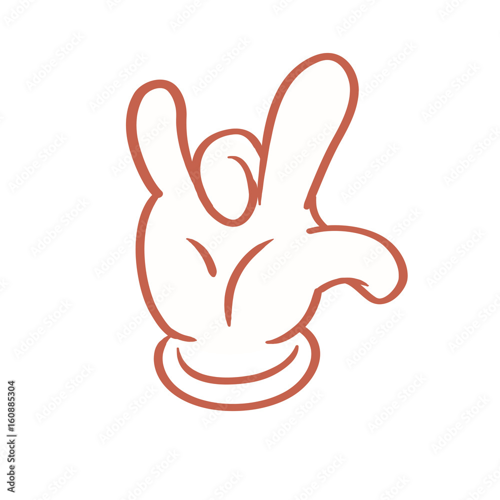 Cartoon hand "Rock on" or "just hanging" hand sign or emoticon.. Stock ...