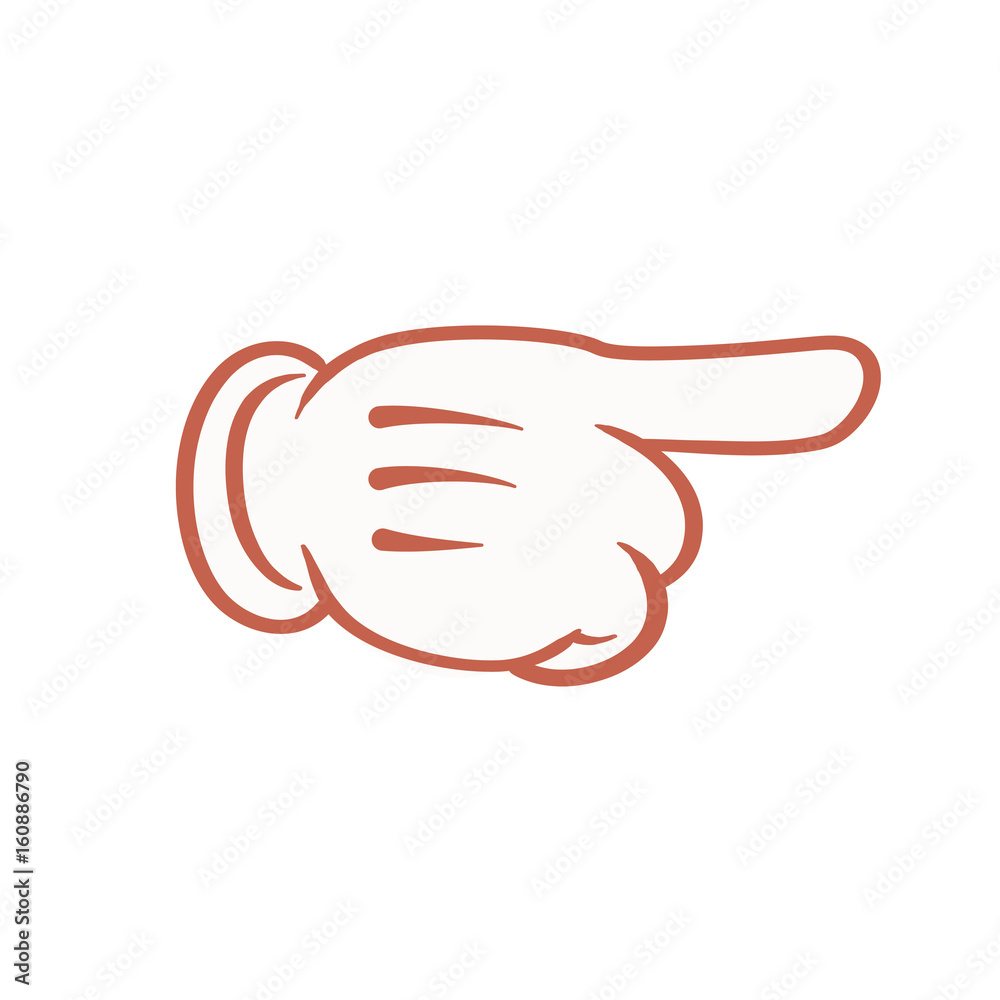 Cartoon animated gloved hand with pointing finger outside hand view ... Cartoon animated gloved hand with pointing finger outside hand view ...