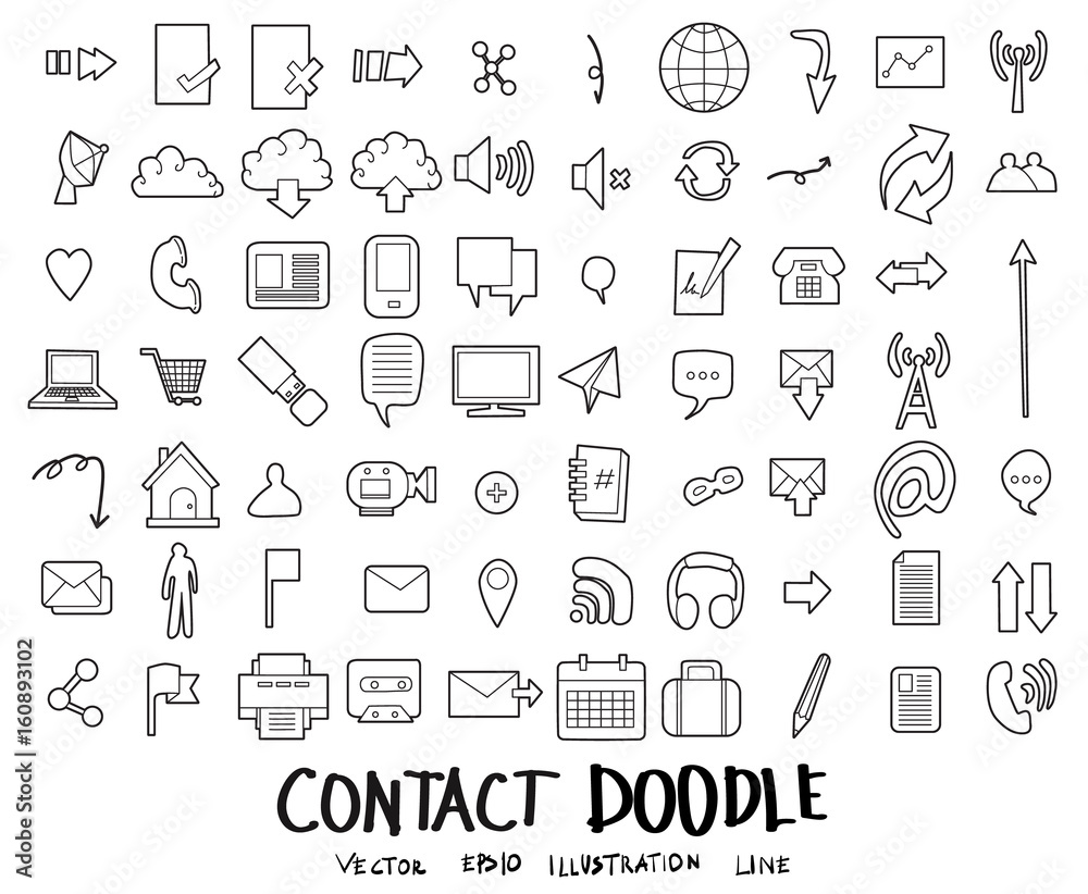Contact Doodle icon line vector set eps10 Stock Vector | Adobe Stock