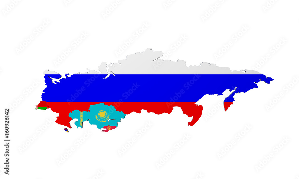 Russia States Map Flag