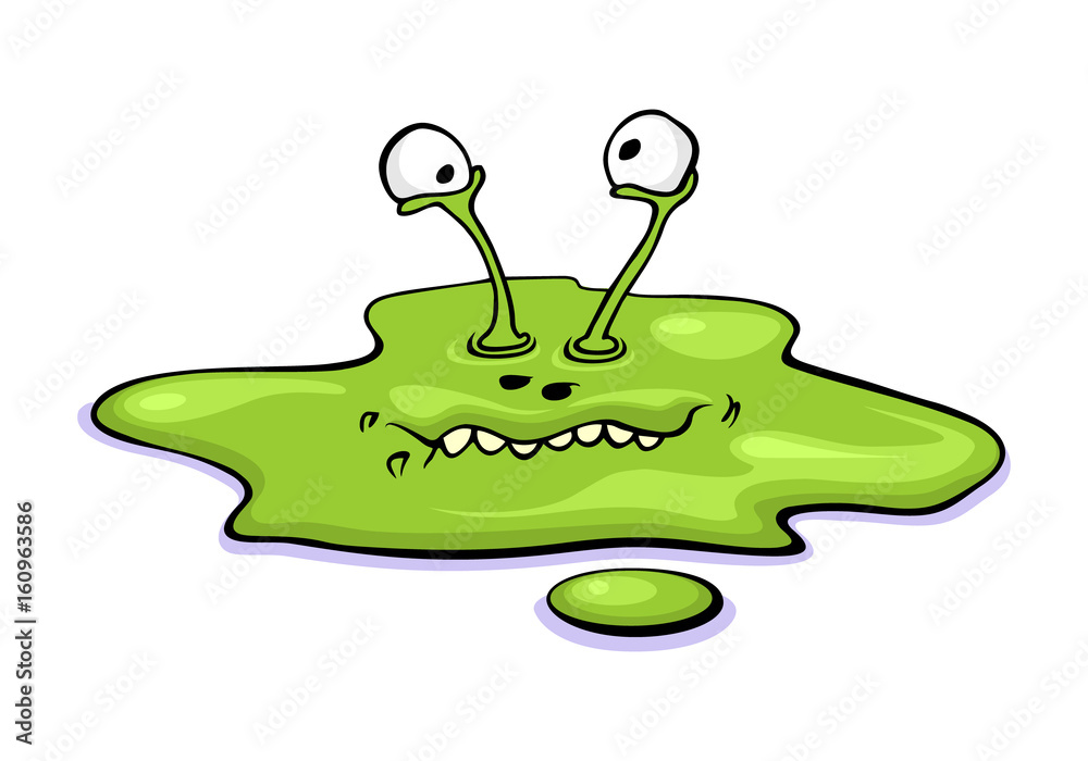 Cute cartoon slime monster isolated on white background. Alien crazy ...