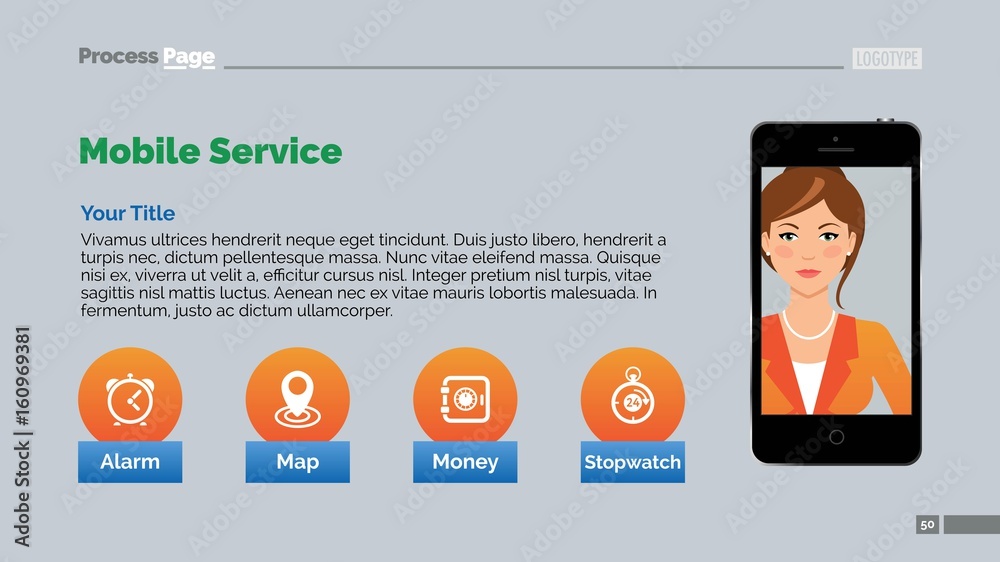 Mobile service slide template Stock Vector | Adobe Stock