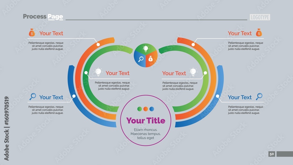 Six Arc Process Chart Slide Template Stock Vector | Adobe Stock