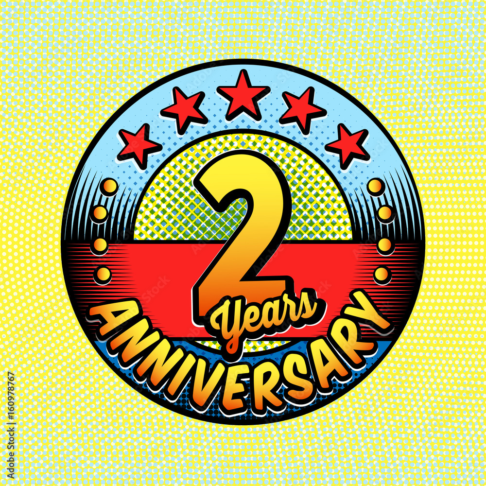 2nd anniversary logo. Vector and illustrations. Comics anniversary logo ...