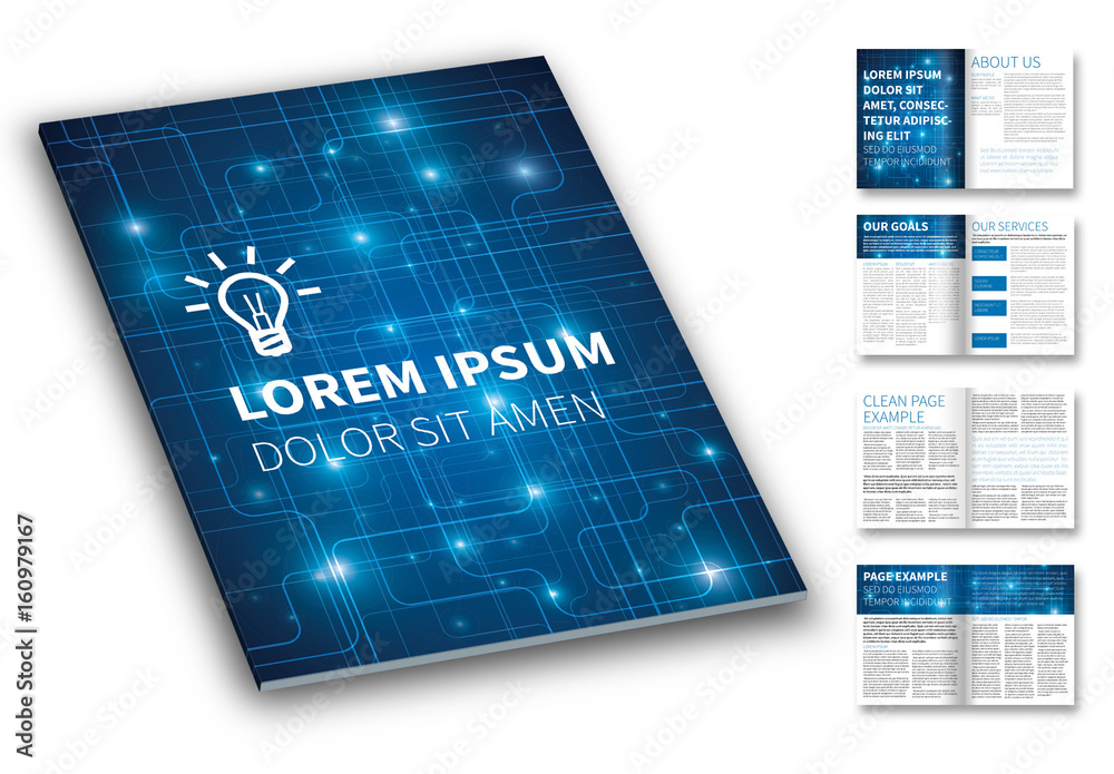 Furturistic Circuit Board Brochure Layout Stock Template | Adobe Stock