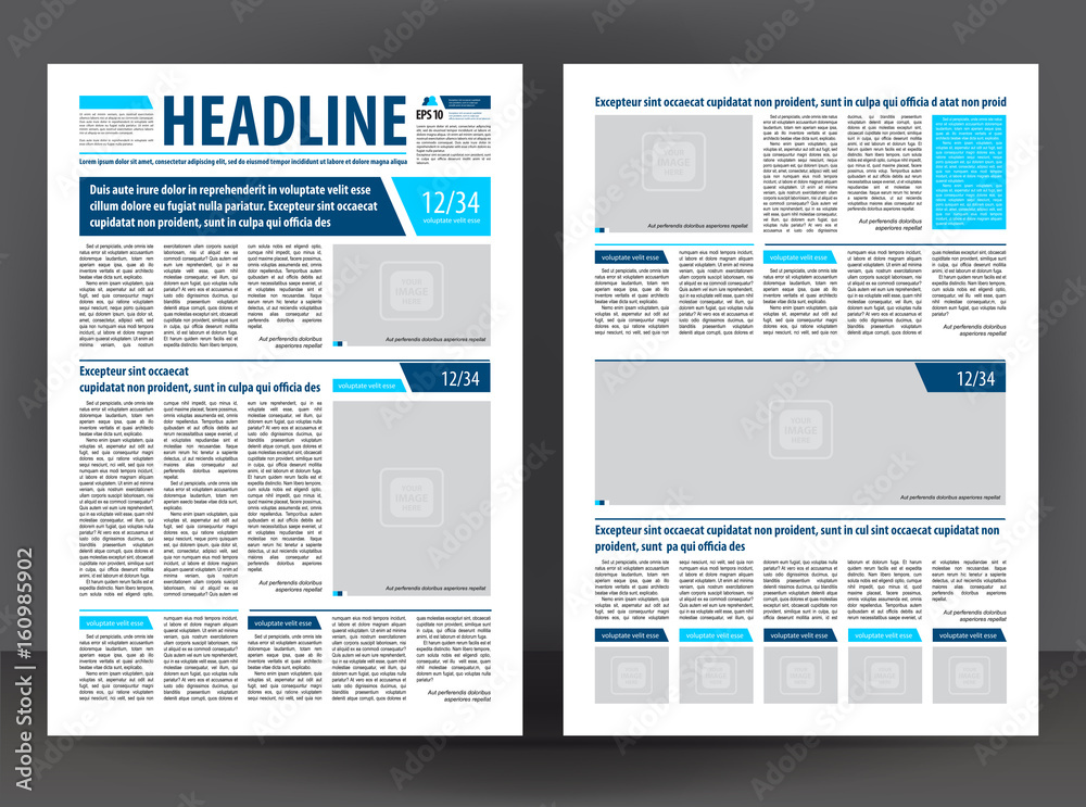 Vector empty newspaper print template design with beige and black ...