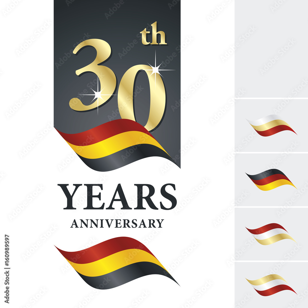 Anniversary 30 th years celebrating logo red yellow black ribbon Stock ...