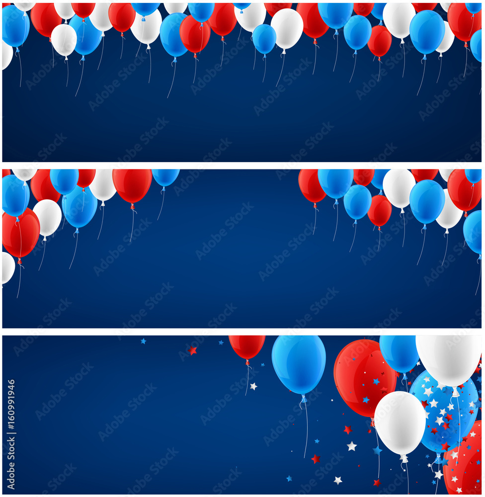 Blue banners set with balloons. Stock Vector | Adobe Stock