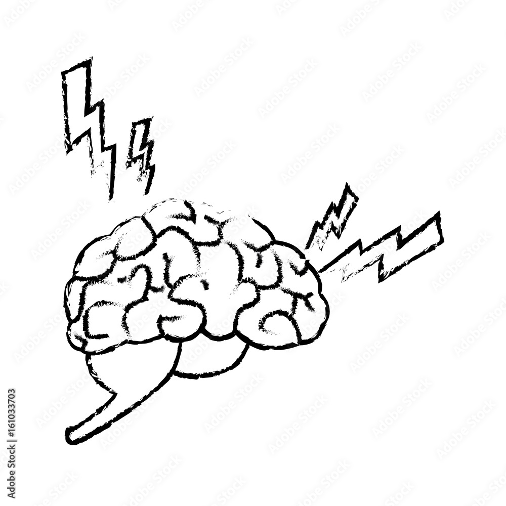 drawing brain human headache pain sick organ vector illustration Stock ...