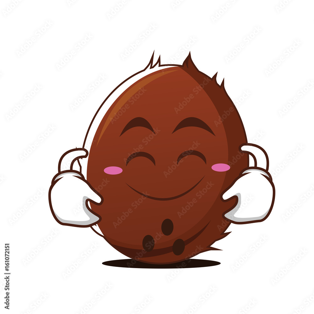 Cute smile coconut cartoon character Stock Vector | Adobe Stock