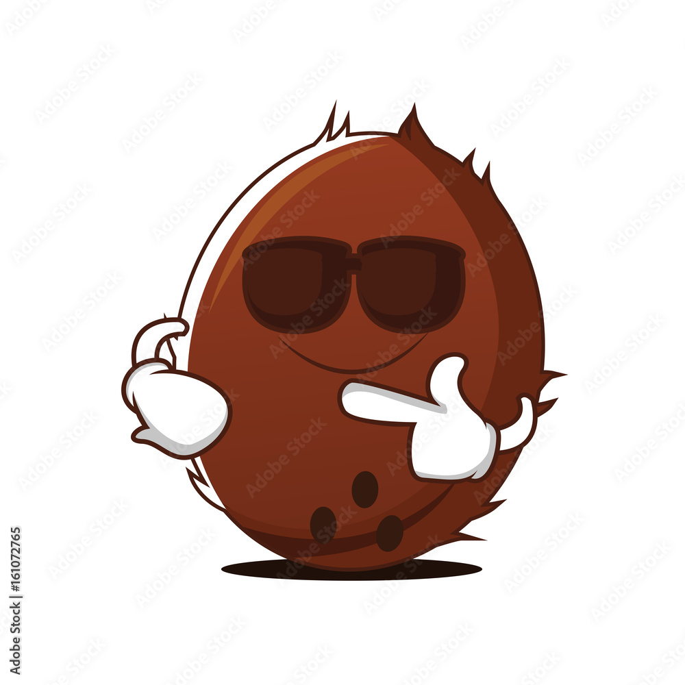 Super cool coconut cartoon character Stock Vector | Adobe Stock