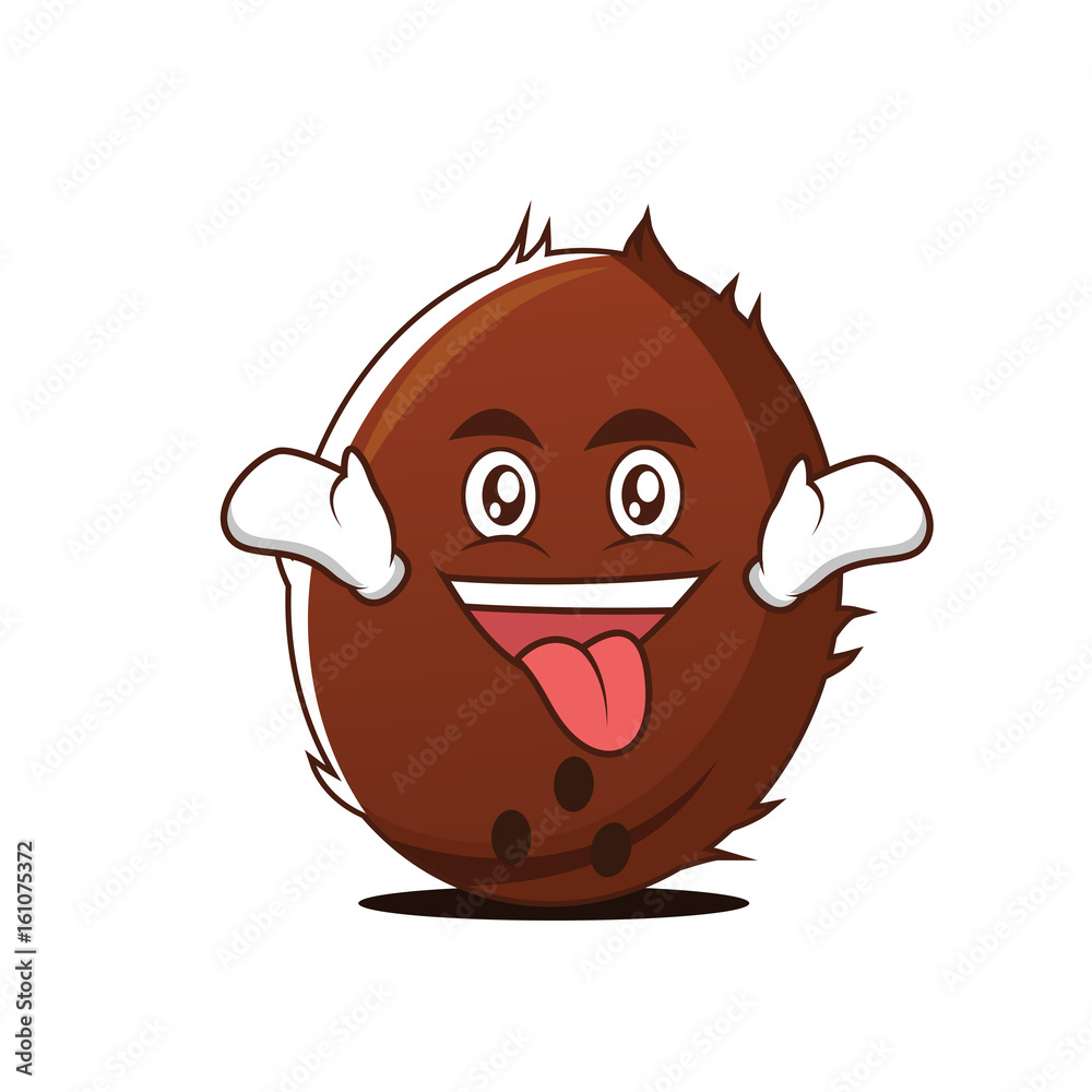 Crazy face coconut cartoon character Stock Vector | Adobe Stock