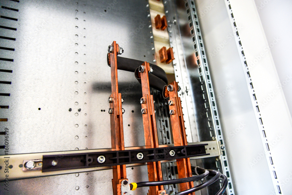 Copper busbar for power and distribution Stock Photo | Adobe Stock
