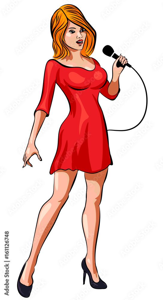 Woman singer. Beautiful blonde lady. Vector image Stock Vector | Adobe ...
