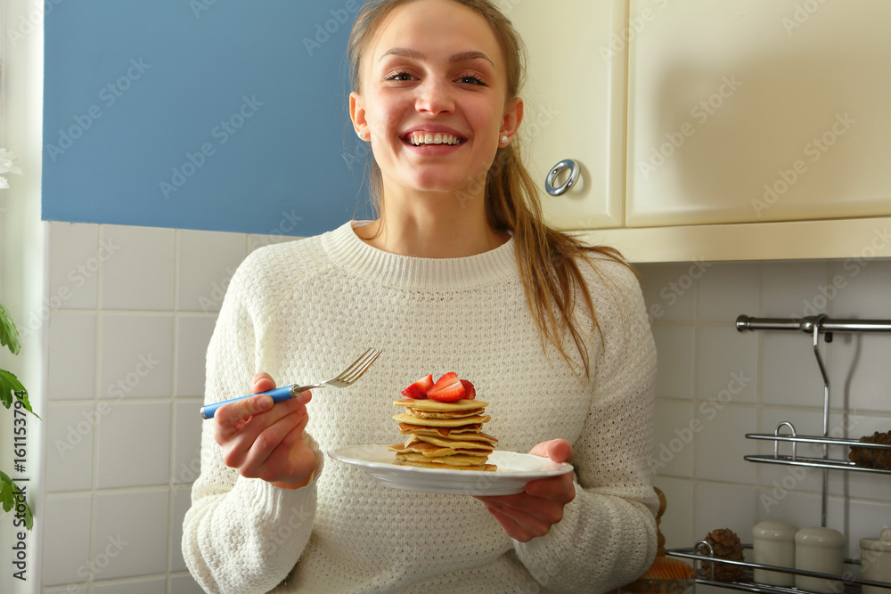 Girl Eating Pancakes