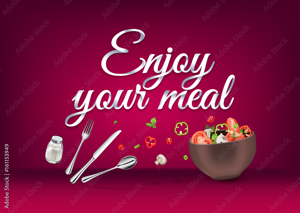 Enjoy your meal - paper hand lettering calligraphy. Stock Vector ...