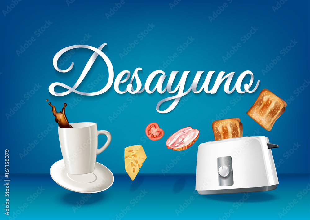 Breakfast in spanish language, paper hand lettering calligraphy. Stock ...