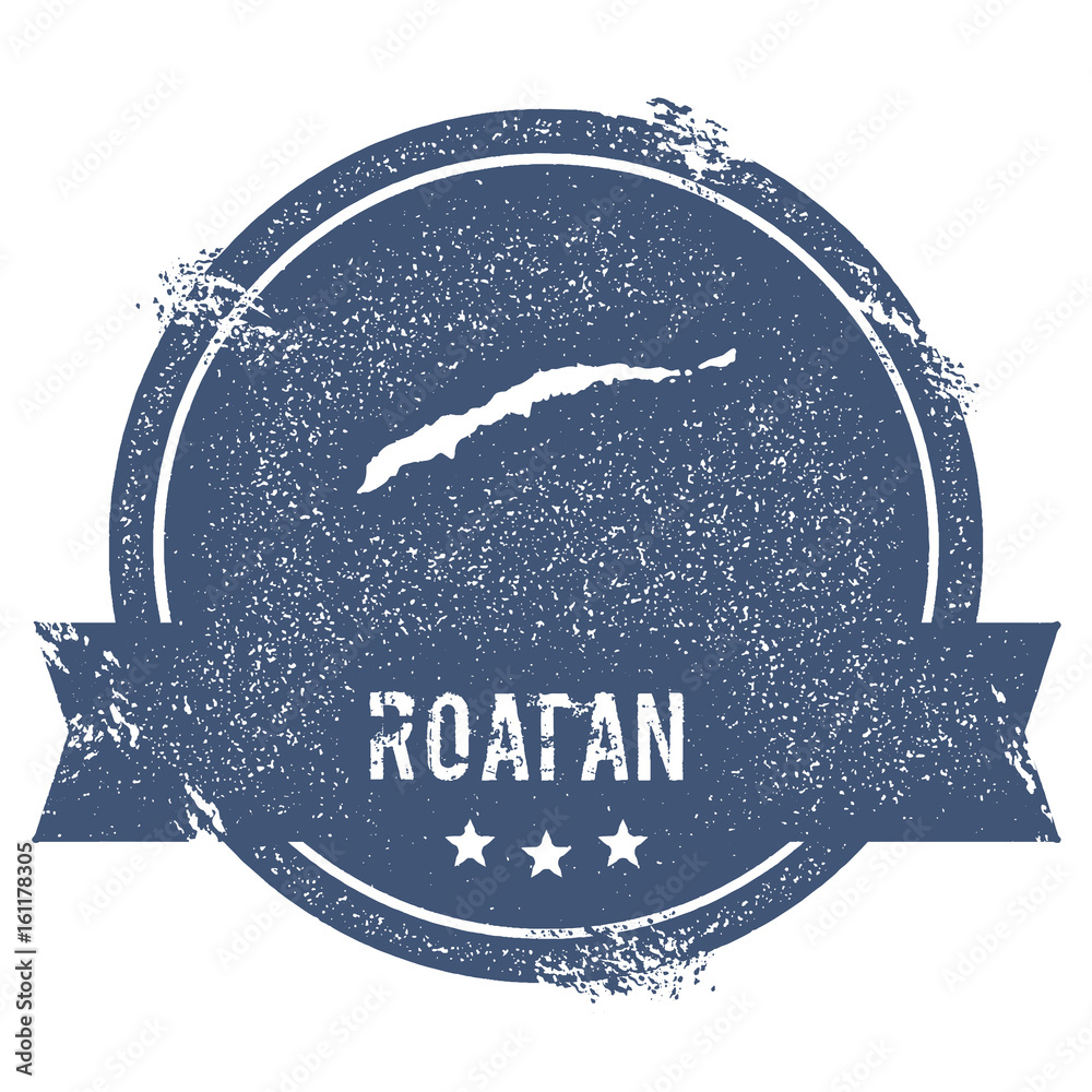 Roatan logo sign. Travel rubber stamp with the name and map of island ...