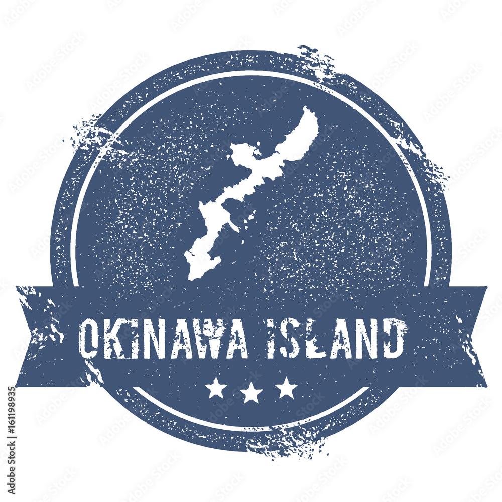 Okinawa Island logo sign. Travel rubber stamp with the name and map of ...