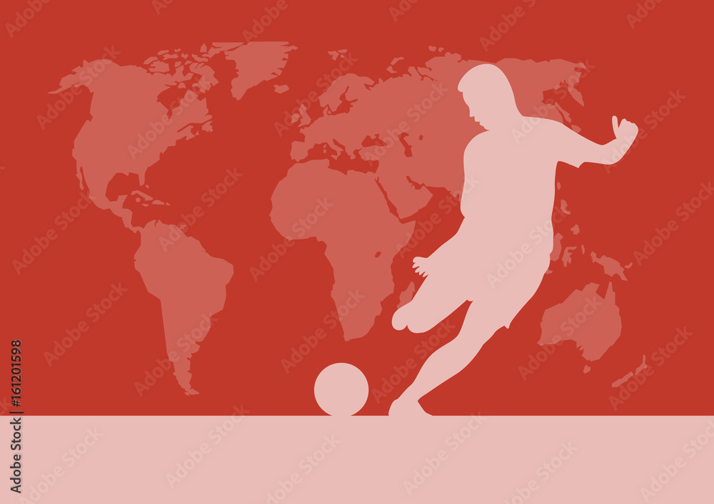 Football competition tournament. World map background. Vector poster ...