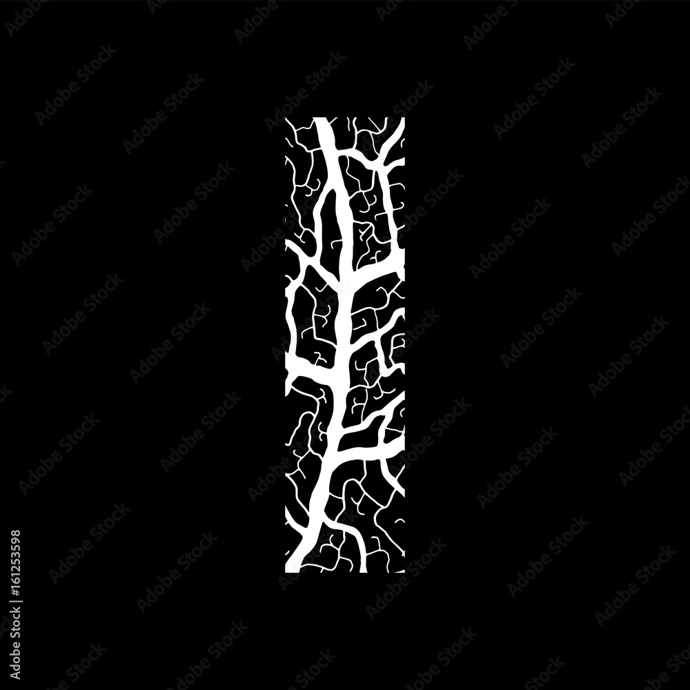 Nature alphabet, ecology decorative font. Capital letter I filled with ...