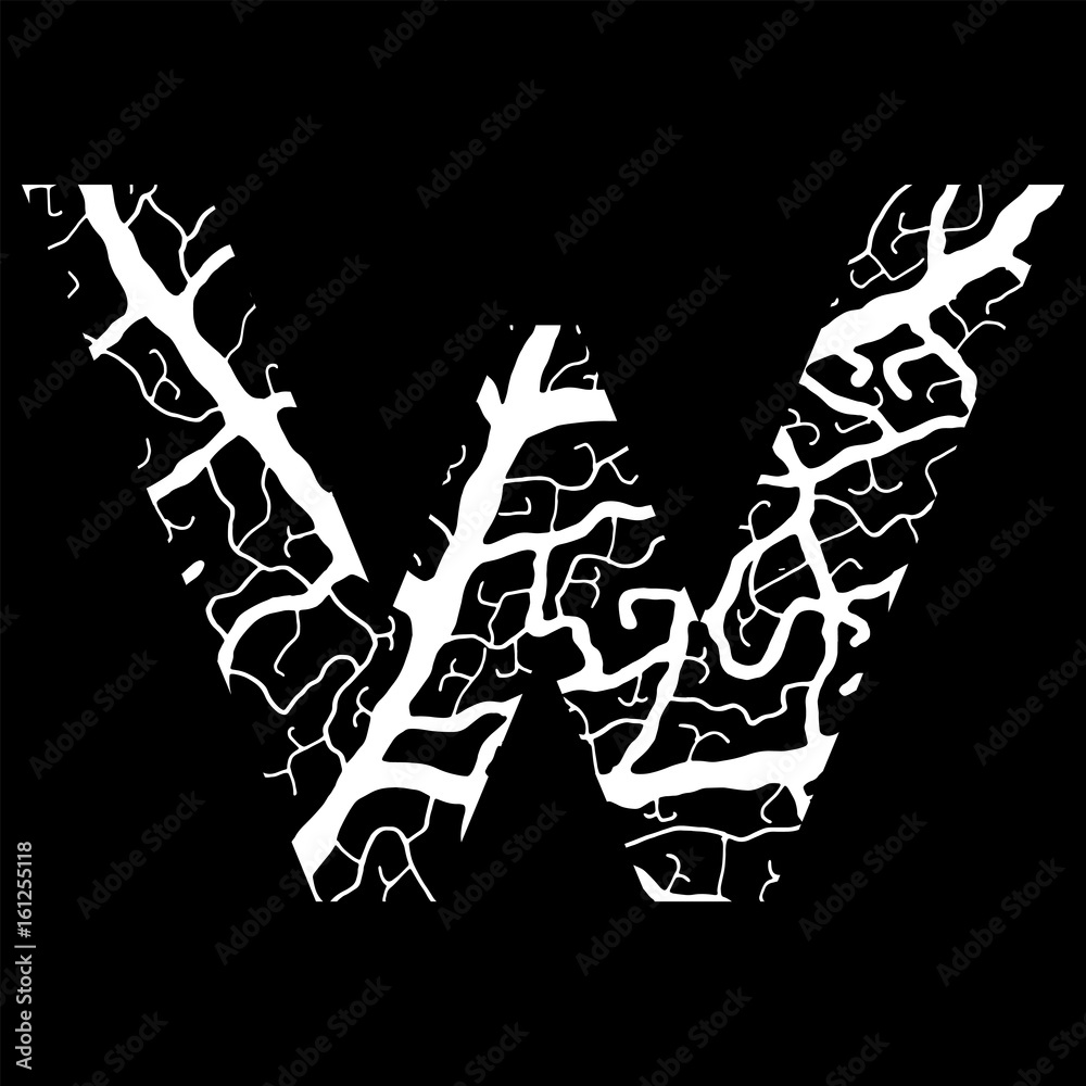 Nature alphabet, ecology decorative font. Capital letter V filled with ...