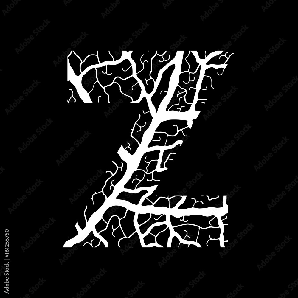 Nature alphabet, ecology decorative font. Capital letter Z filled with ...