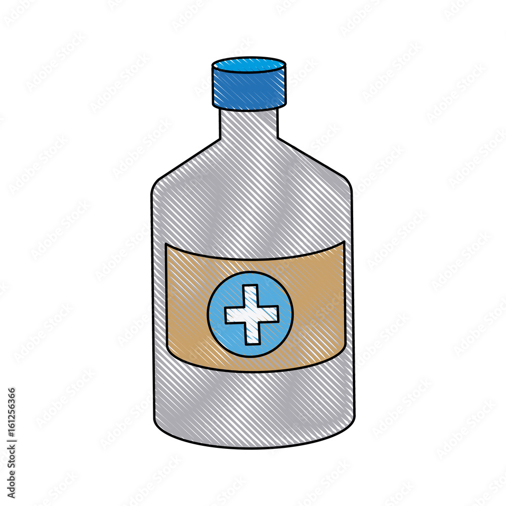bottle medicine pharmacy cross symbol vector illustration Stock Vector ...