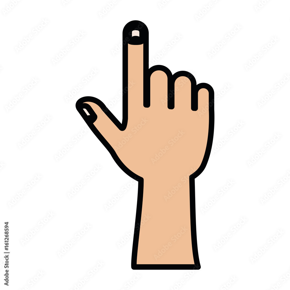 white background with colorful silhouette of right hand gesture with ...