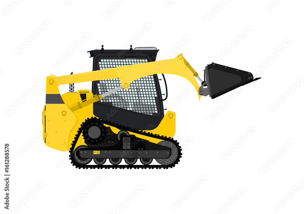 Compact track loader. Side view. Flat vector. Stock Vector | Adobe Stock