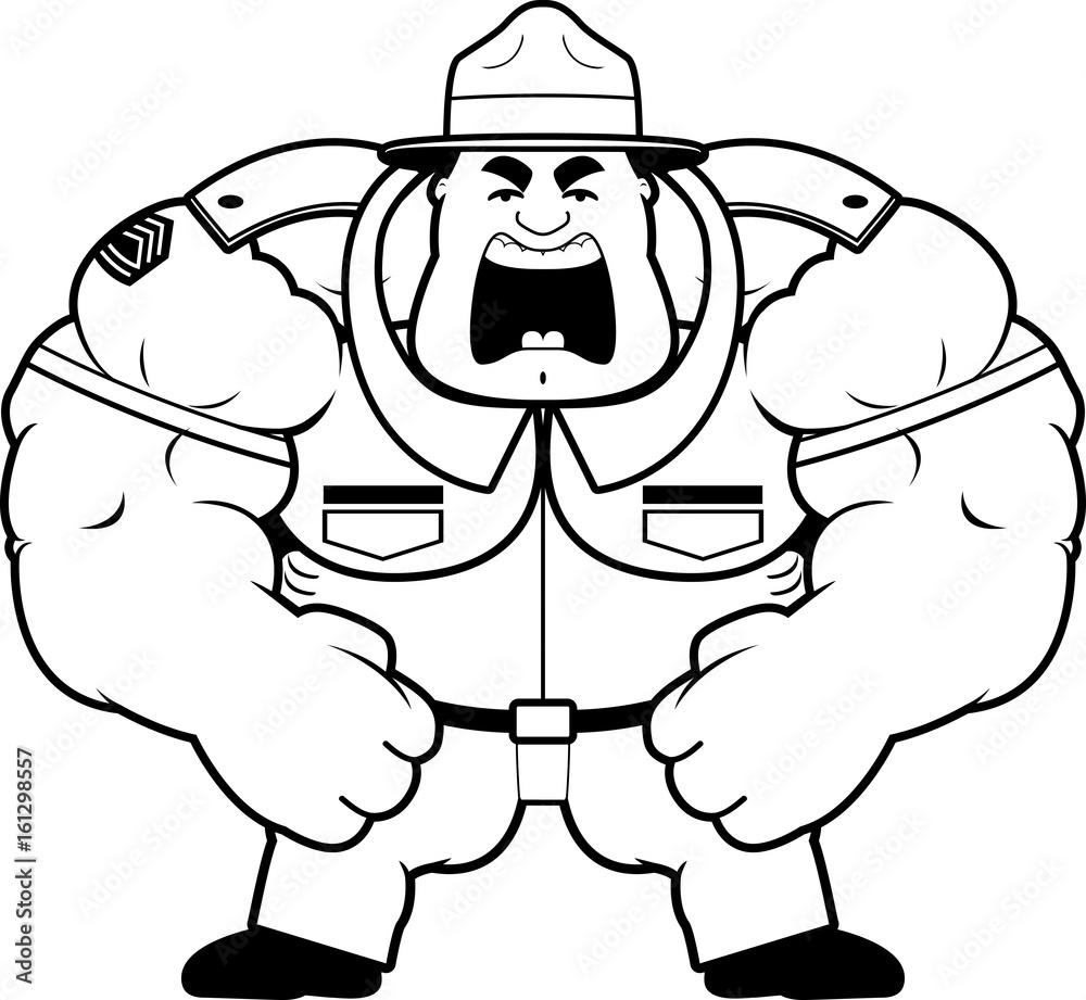 Cartoon Drill Sergeant Yelling Stock Vector | Adobe Stock