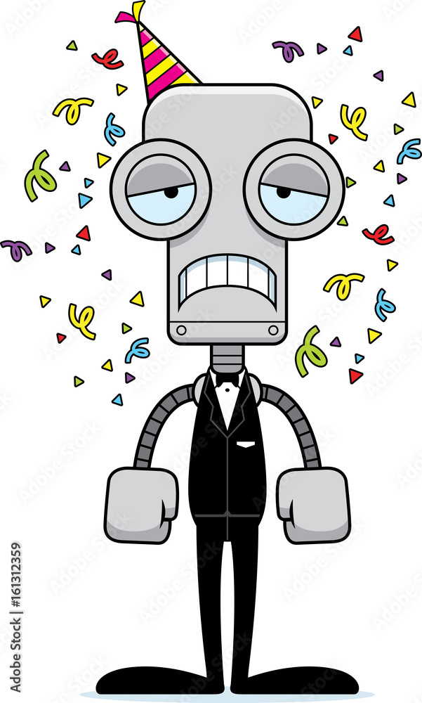Cartoon Sad Party Robot Stock Vector | Adobe Stock