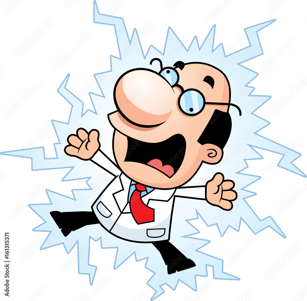 Cartoon Scientist Electrocuted Stock Vector | Adobe Stock