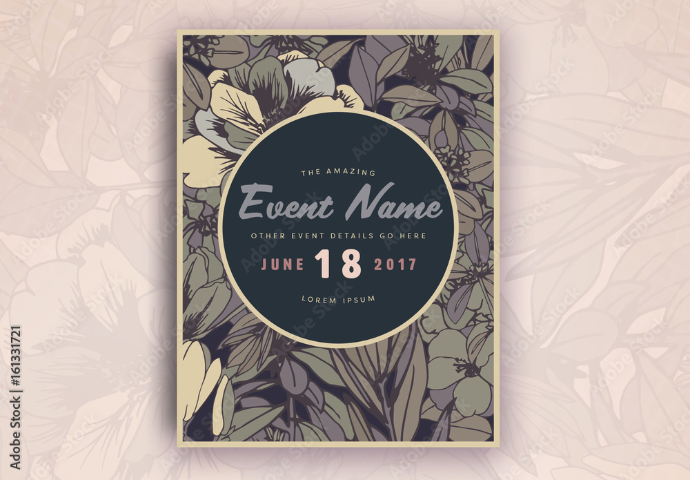 Earth Tone Floral Event Poster 1 Stock Template | Adobe Stock