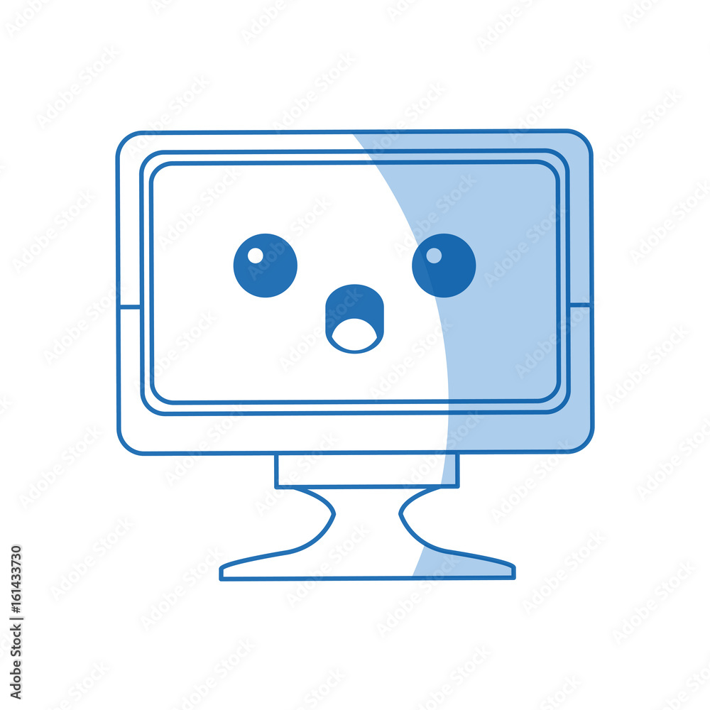 kawaii screen monitor computer device vector illustration Stock Vector ...