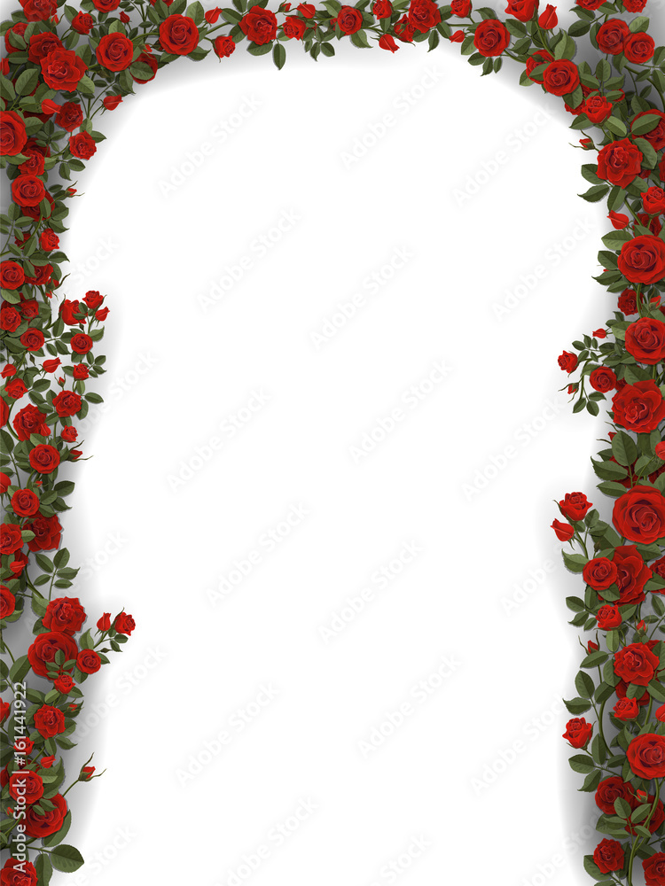 Floral arch of roses. Detailed vector illustration for greeting card or ...