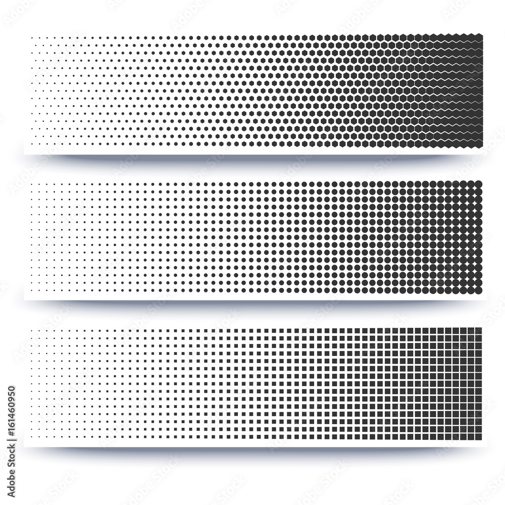 Halftone abstract 3d banners collection on white background with shadow ...