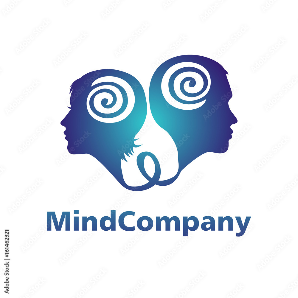Modern head logo of Psychology. Profile Human. Man and woman. Logotype ...