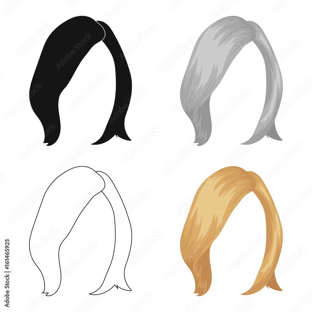 shortWhite .Back hairstyle single icon in cartoon style vector symbol ...